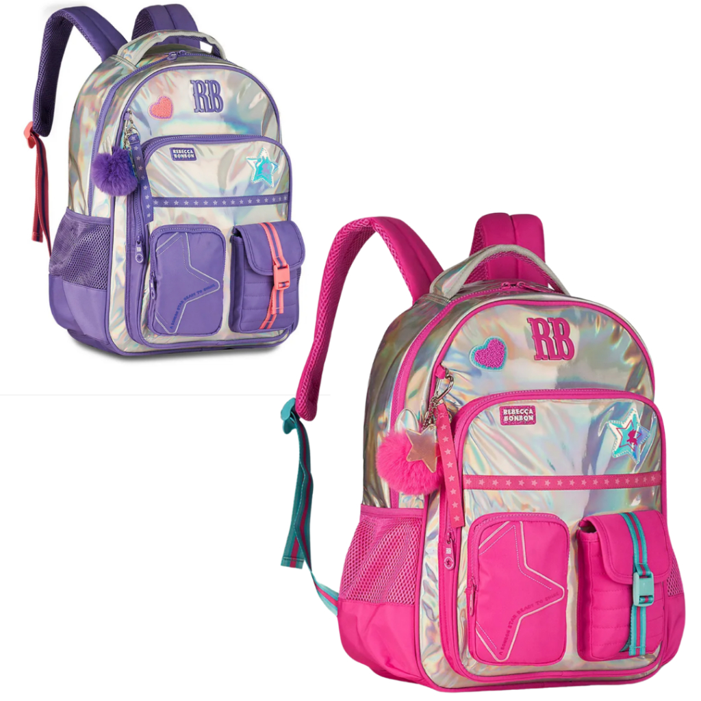 Mochila Costas Rebecca Bonbon Holo Shine 19” RB27020 Rosa/Roxo | Shopee ...