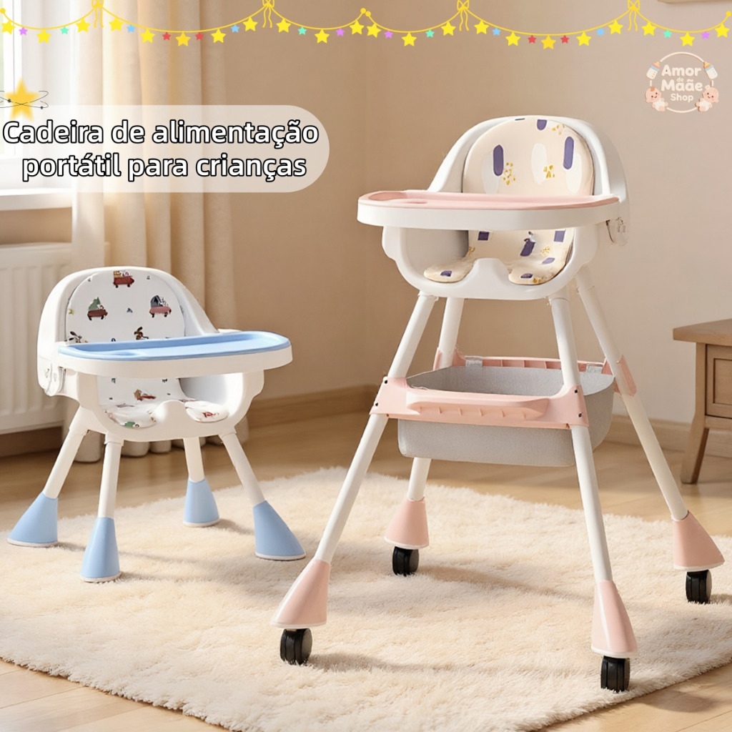 Cadeira de Alimentação Infantil 3 em 1 Alta e Baixa com Assento ...