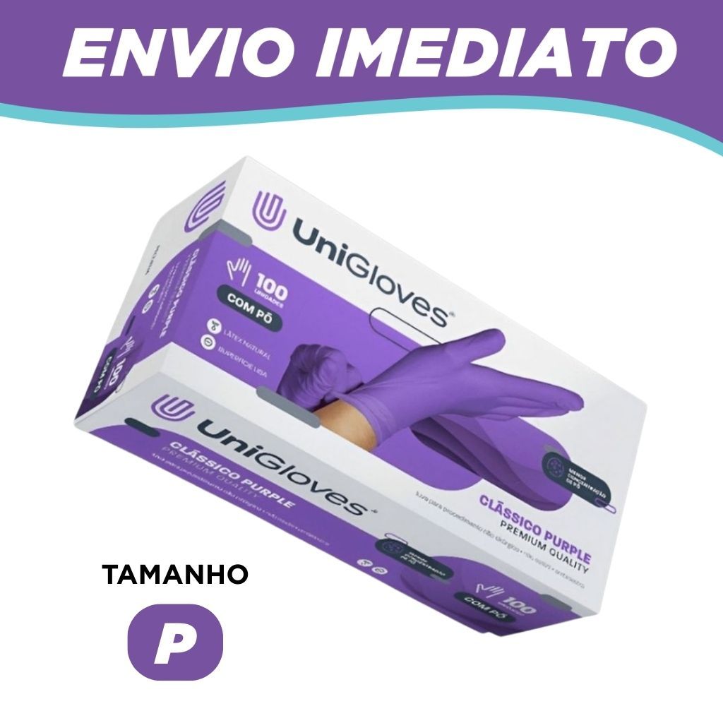 Luva Látex Unigloves Com Pó Caixa P - Roxo Escuro | Shopee Brasil