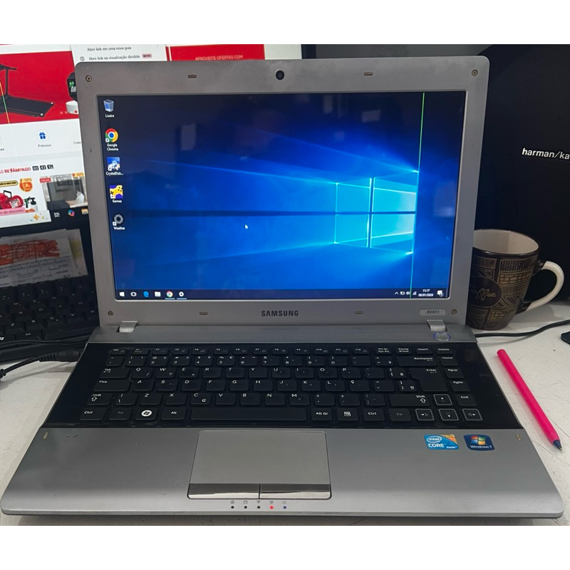 NOTEBOOK SAMSUNG RV411 i3 4GB HD 320GB WINDOWS 10PRO (USADO- BATERIA ...