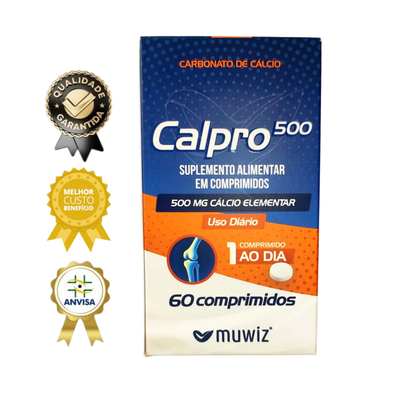 Calpro 500 - Carbonato De Cálcio Muwiz - 60 Comprimidos - Suplemento ...