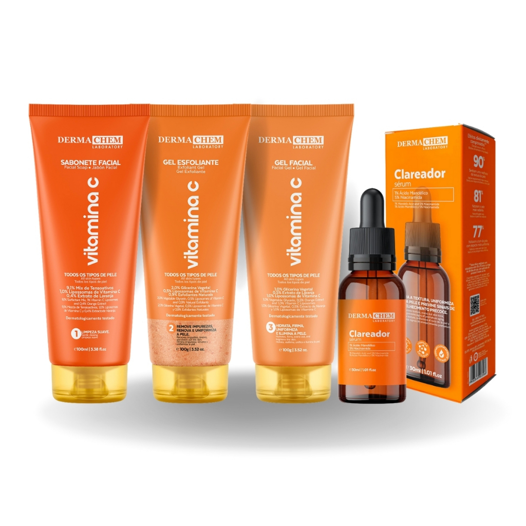 Kit Skin Care Anti Idade Clareador Facial Melasma Vitamina C peles com ...