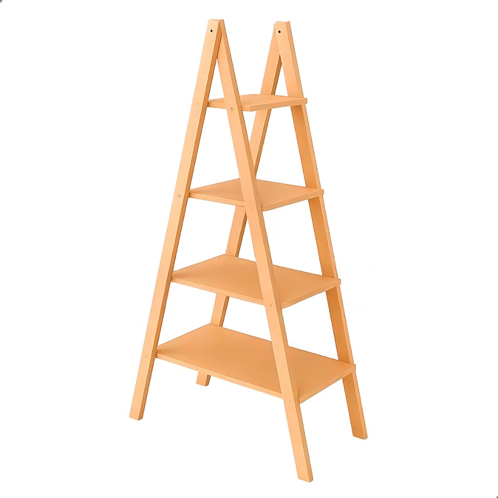 Estante Escada Decorativa 4 Andares MDF Cru Organizador Multiuso ...