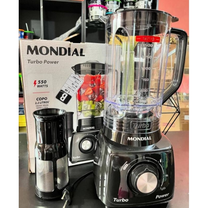 Liquidificador Mundial turbo Copo 2,2L, 3 Velocidades + Pulsar, Função ...