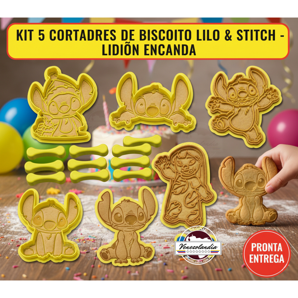 Kit 5 Cortadores Biscoito Lilo & Stitch Molde Pasta Americana ...