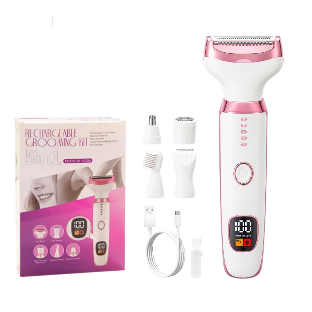 Depiladora Elétrica Feminina 5 em 1 Suave com Display LED e Cabeças ...