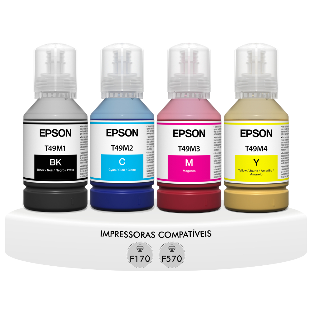 Kit 4 Tintas Epson T49M Sublimática SureColor Original Preta Magenta ...
