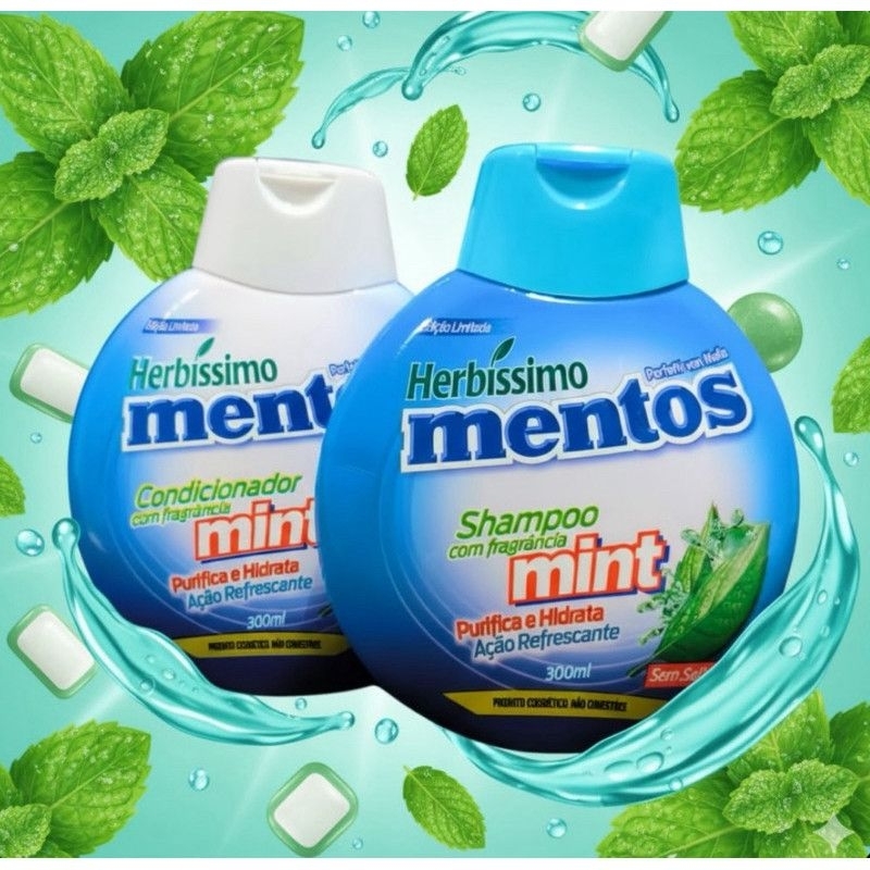 Kit Shampoo e Condicionador Herbíssimo Mentos Menta 300ml – Refrescante ...