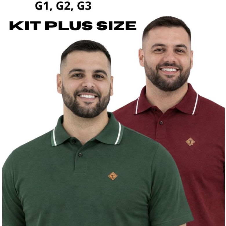 Kit Camiseta Polo Plus Size Masculina Extra Grande 100% Algodão G1 G2 ...