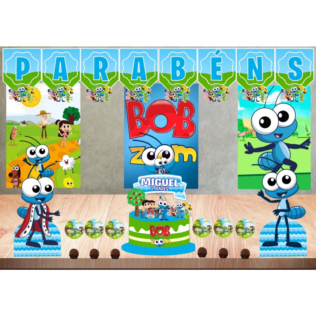 Kit Festa Bob Zoom só um Bolinho | Shopee Brasil