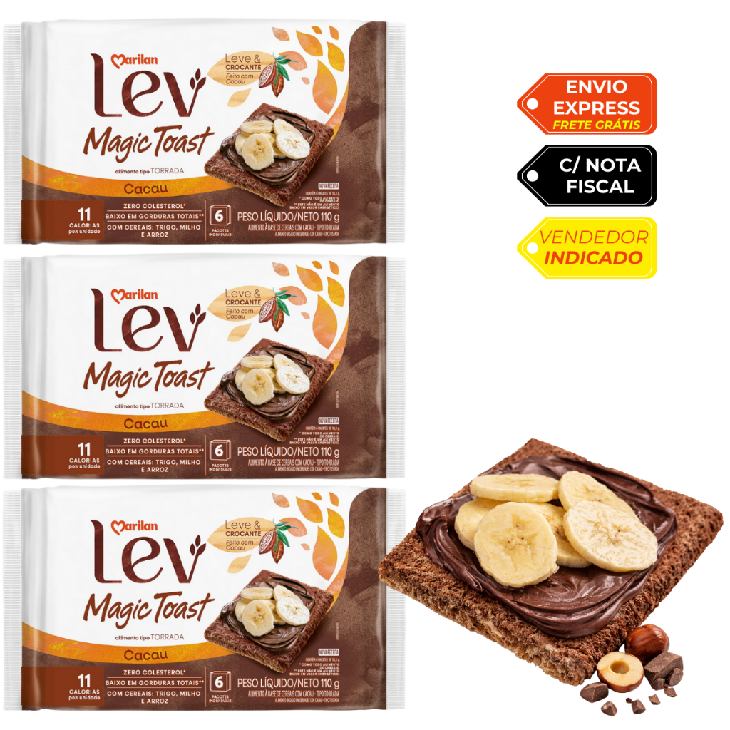 Lev Magic Toast Torrada Cacau Marilan 110g | Shopee Brasil