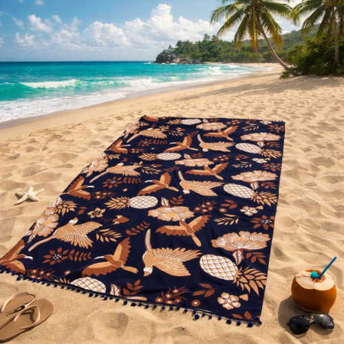 Canga de Praia Grande Inspiração Farm ,Canga de Praia Estampada Verão ...