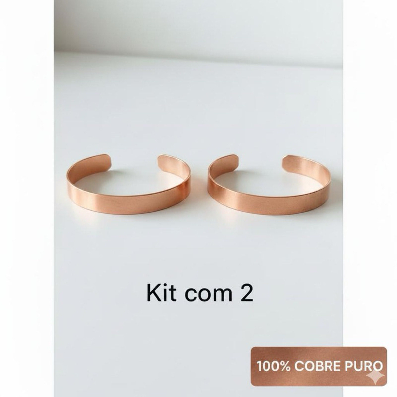 Pulseira de Cobre Puro Lisa Ajustável | Kit 2 Unidades | Shopee Brasil