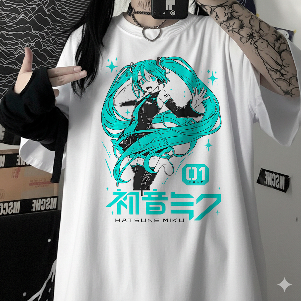 Camiseta de manga curta Hatsune Miku nova anime manga | Shopee Brasil