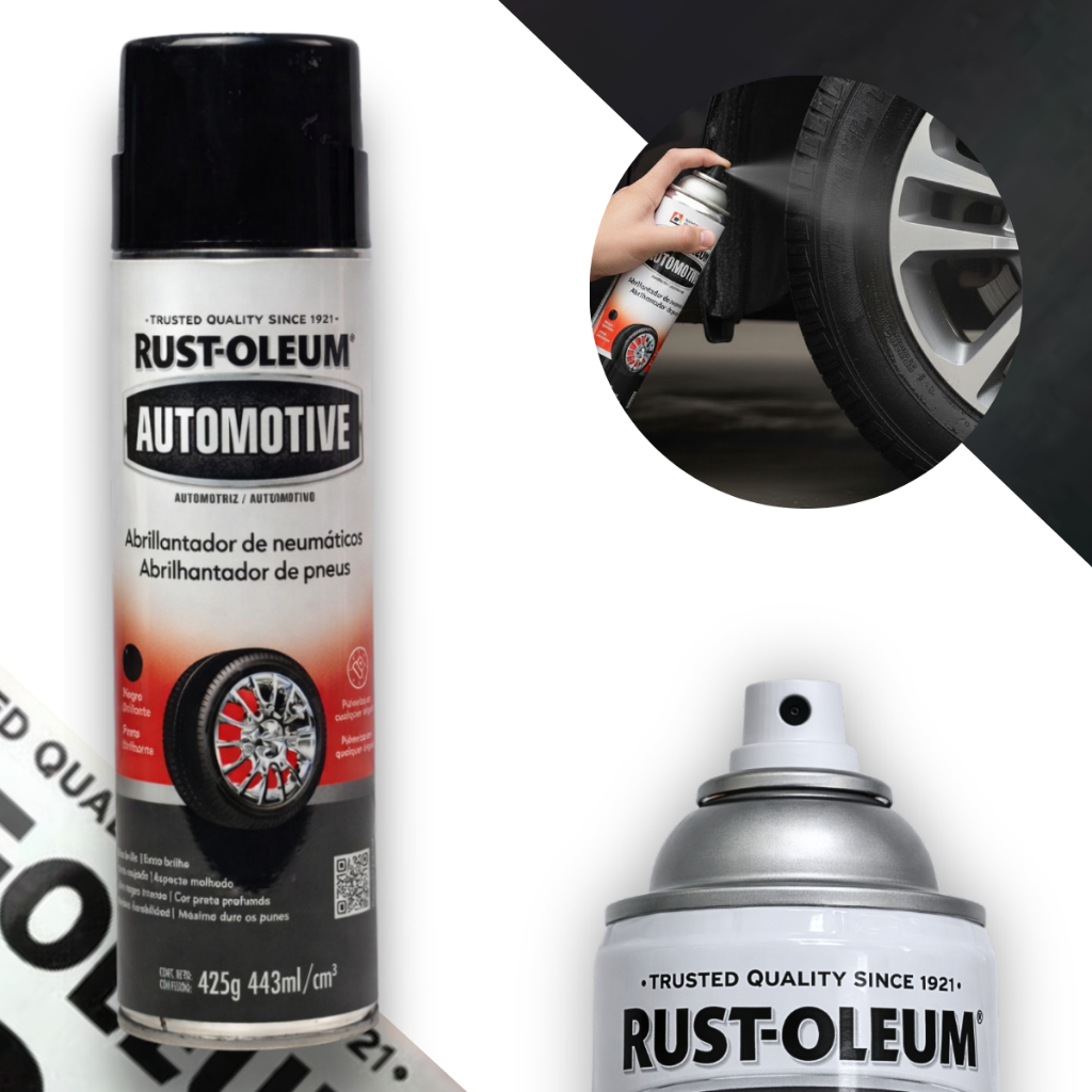 Spray Abrilhantador de Pneus Preto Rust Oleum Automotive | Shopee Brasil
