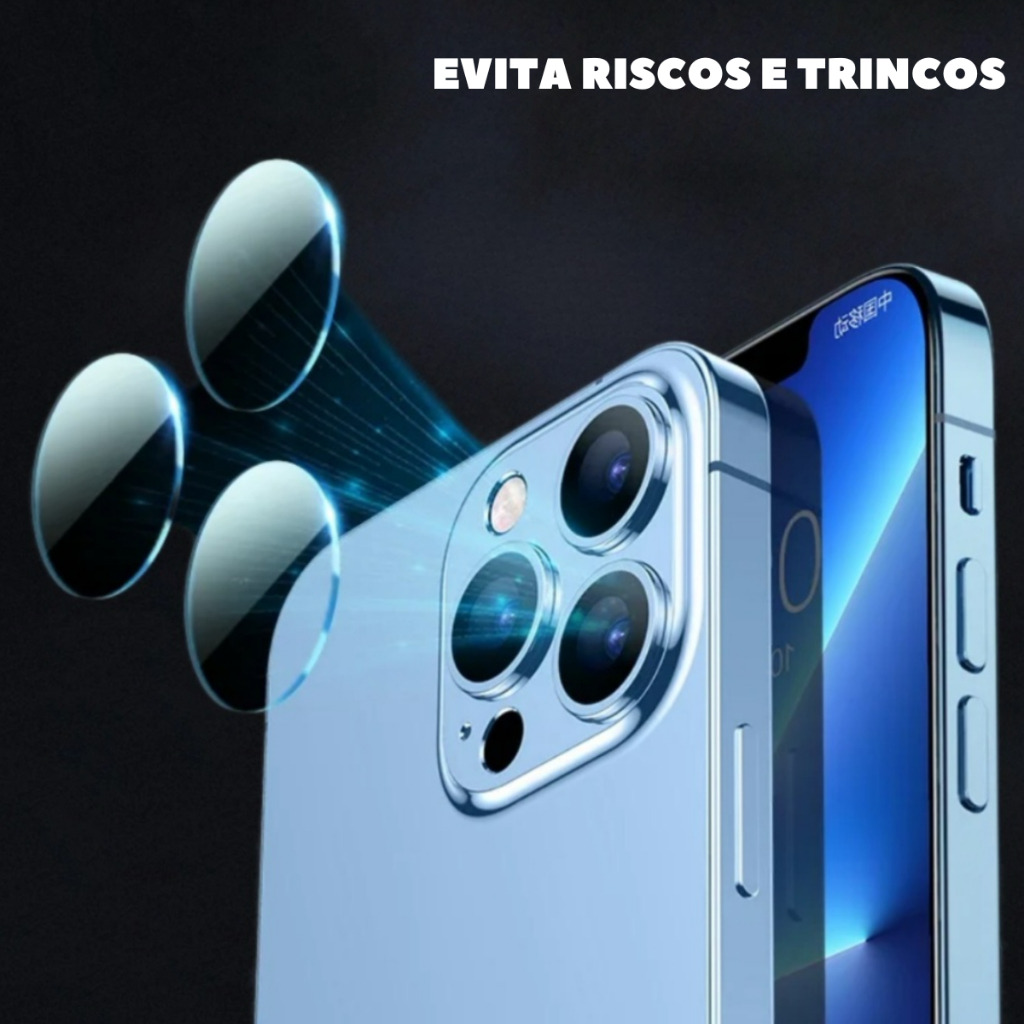 Película Protetora de Vidro para Câmera Traseira iPhone 7 a 17 Pro Max ...