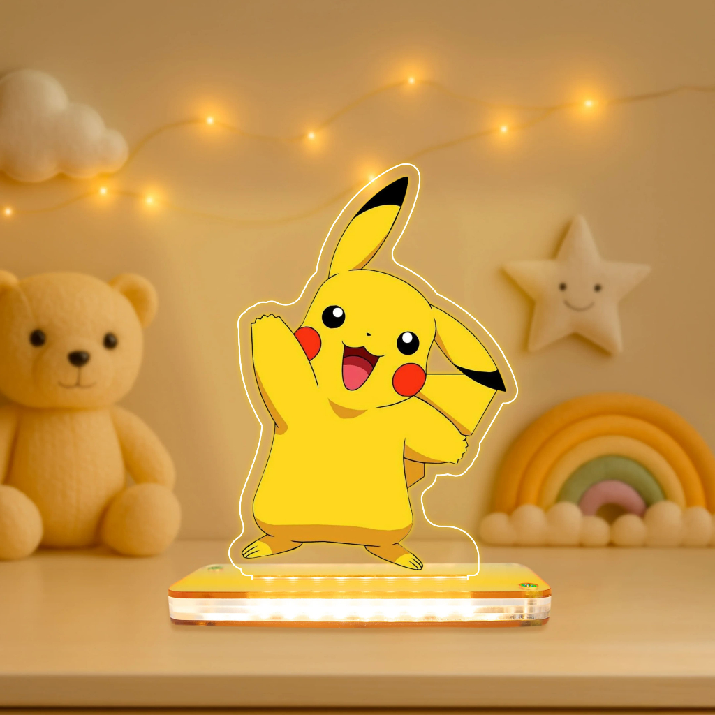 Luminária Mesa Acrílico Led Pokemon Pikachu Diversos + Fonte Bivolt ...
