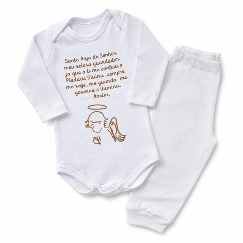 Conjunto Bebê Santo Anjo Body Manga Longa + Calça Algodão | Shopee Brasil