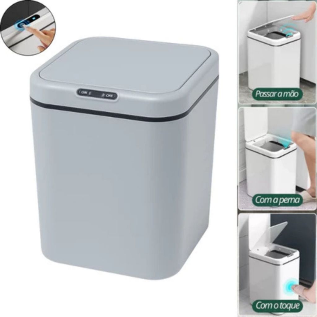 Lixeira Automática Inteligente 17/20 Litros Anti Odor Sensor Banheiro ...