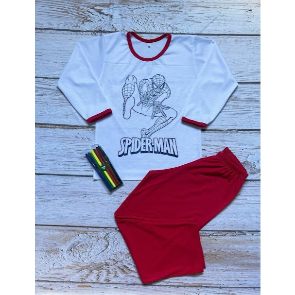 Pijama longo para colorir Homem Aranha | Shopee Brasil