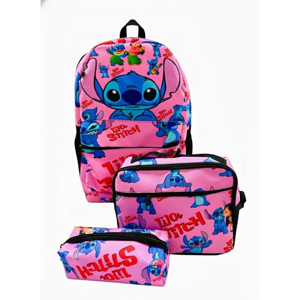 Kit Mochila Lilo Stitch Rosa + Lancheira Termica + Estojo, Kit Completo ...