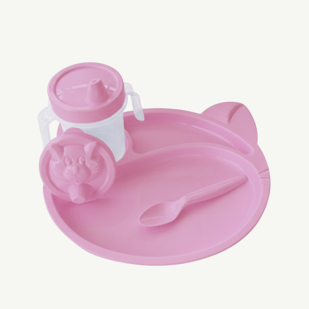 Kit Alimentação Infantil 3 Peças Pratinho Divisória Copo Antivazamento ...