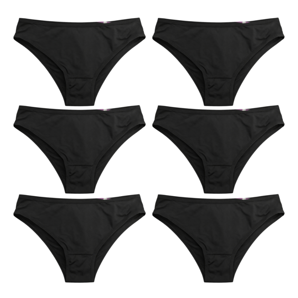 Kit Del Rio 6 Calcinhas Biquíni Algodão Lisa Preto P M G GG | Shopee Brasil
