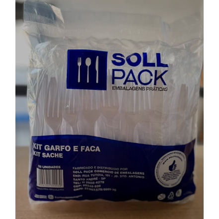 Kit Talher Descartável Garfo e Faca Soll Pack Branco sache | Reforçado ...