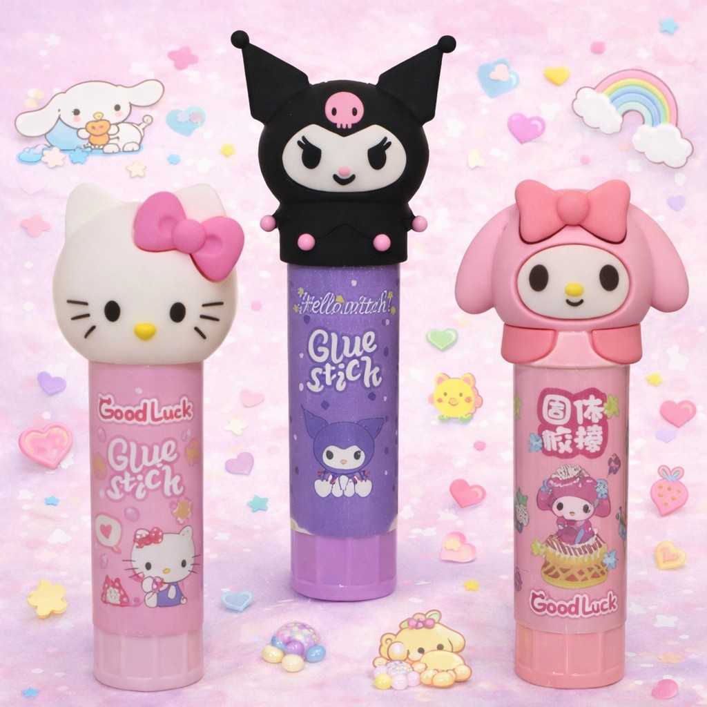 Kit 12 Colas Bastão Turma Da Hello Kitty Base Regulável Sanrio Kuromi ...