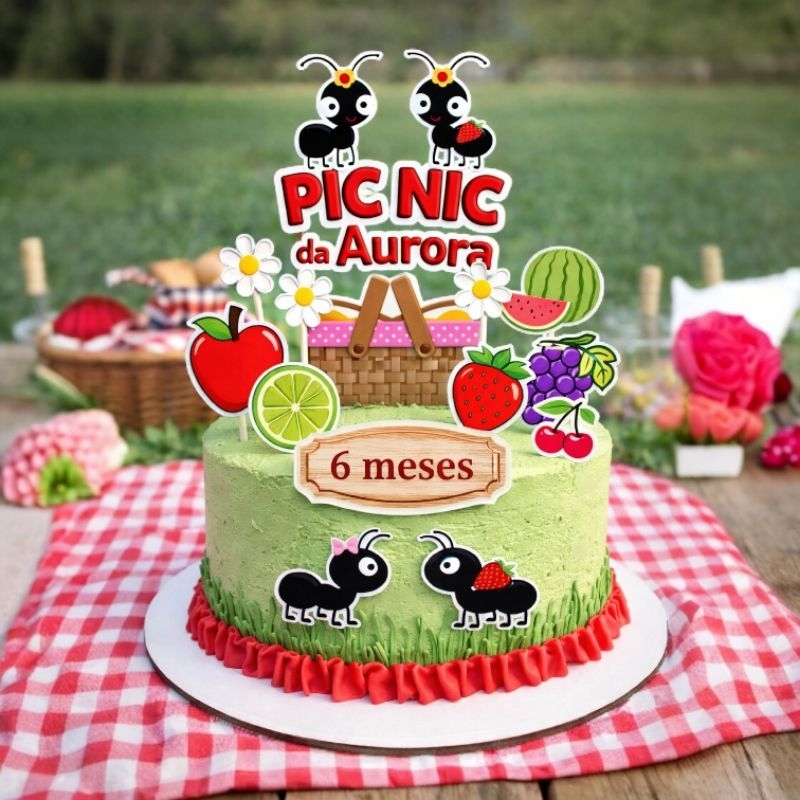 Topo de bolo pic nic Personalizado/topo de bolo Pic Nic | Shopee Brasil
