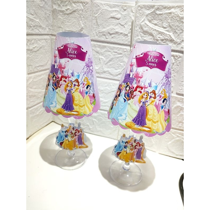 10 Kit Abajur Centro de mesa princesas + Plaquinha de mesa - Kit Abajur ...