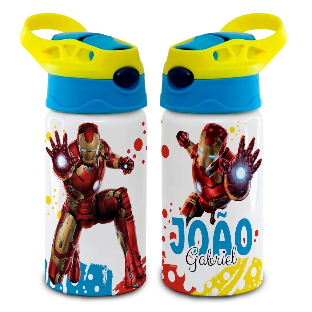 Garrafa Squeeze Infantil Stitch Homem de ferro Hello Kitty Super ...
