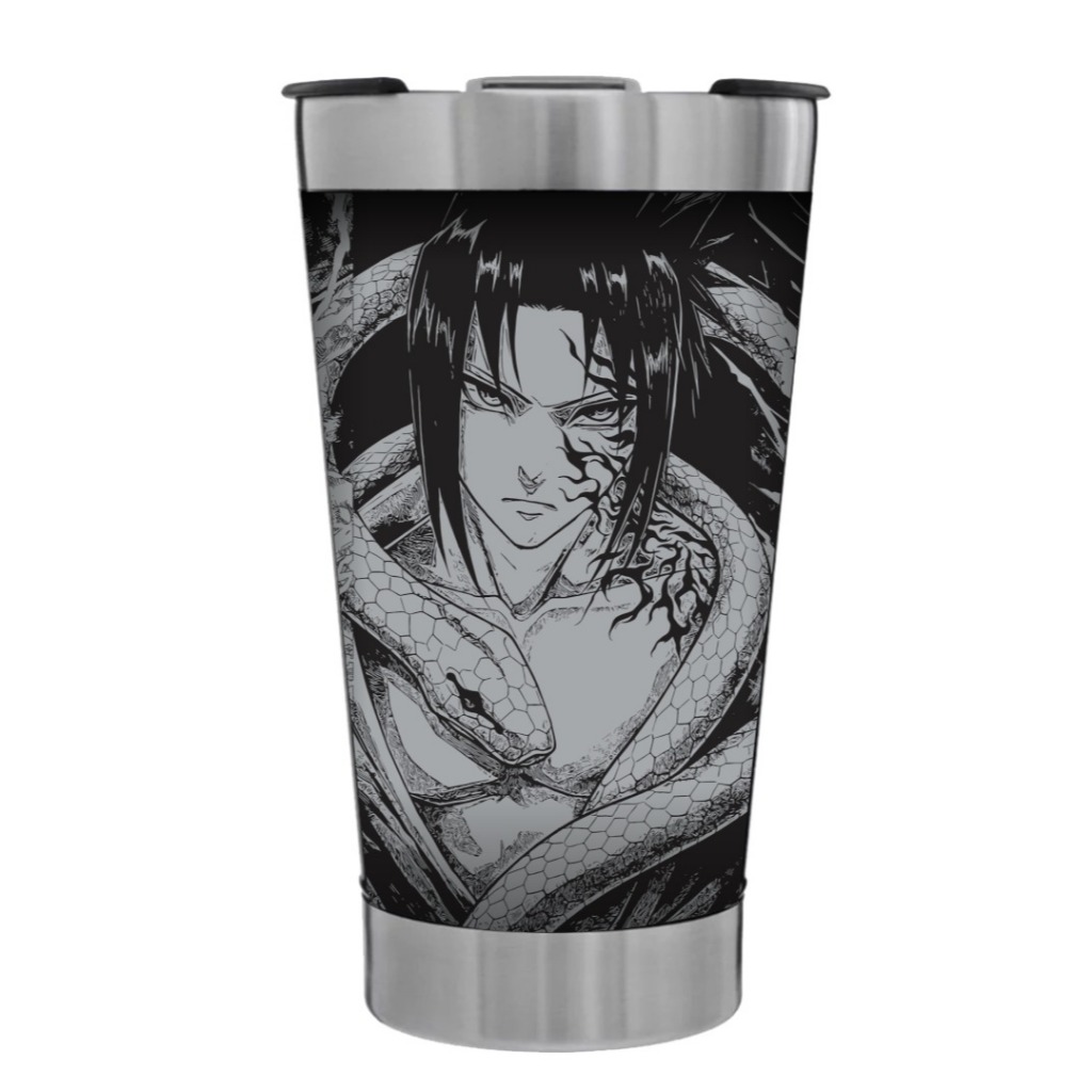 Copo Sasuke Uchiha Naruto 473ML Gravado a Laser Personalizado Com Tampa ...