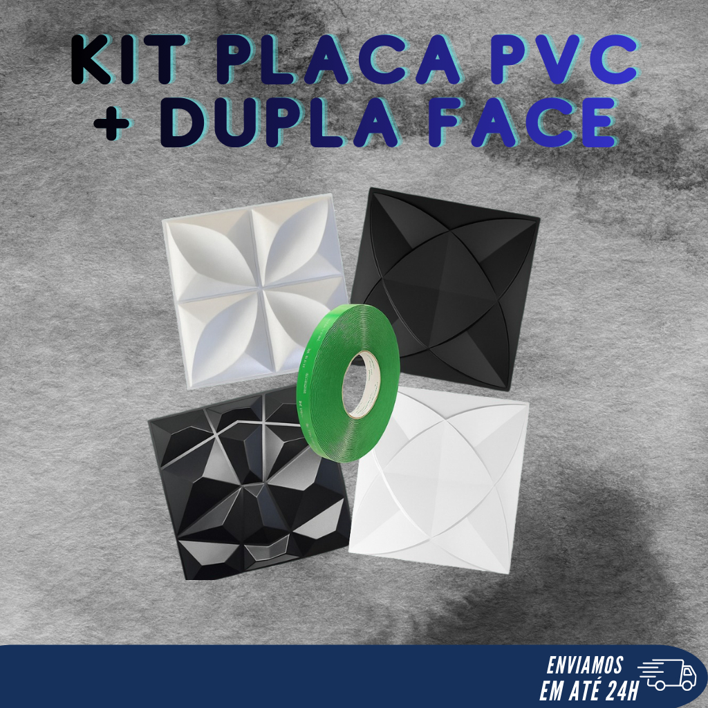 Kit Placas PVC 3D Para Parede Decorativa Com Fita Dupla Face Para Casa ...