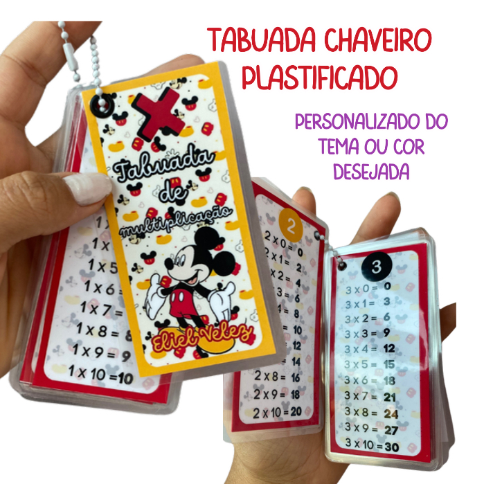 Chaveiro Tabuada Divertida | Personalizada com Nome, Cor ou Tema ...