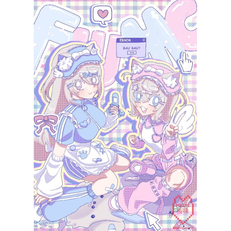 Poster/Print A5 Fuwamoco Hololive Arte Original Fuwawa Abyssgard e ...
