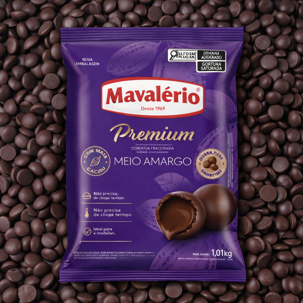 Chocolate Cobertura Premium Meio Amargo 1,01kg - Mavalerio | Shopee Brasil