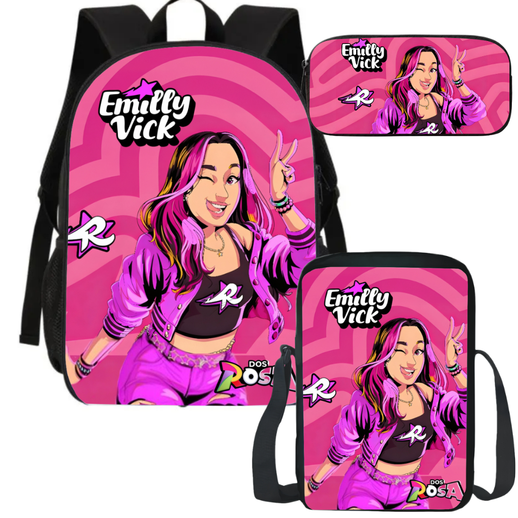 Kit Mochila Estojo E Lancheira Escolar Youtuber Emilly Vick | Shopee Brasil