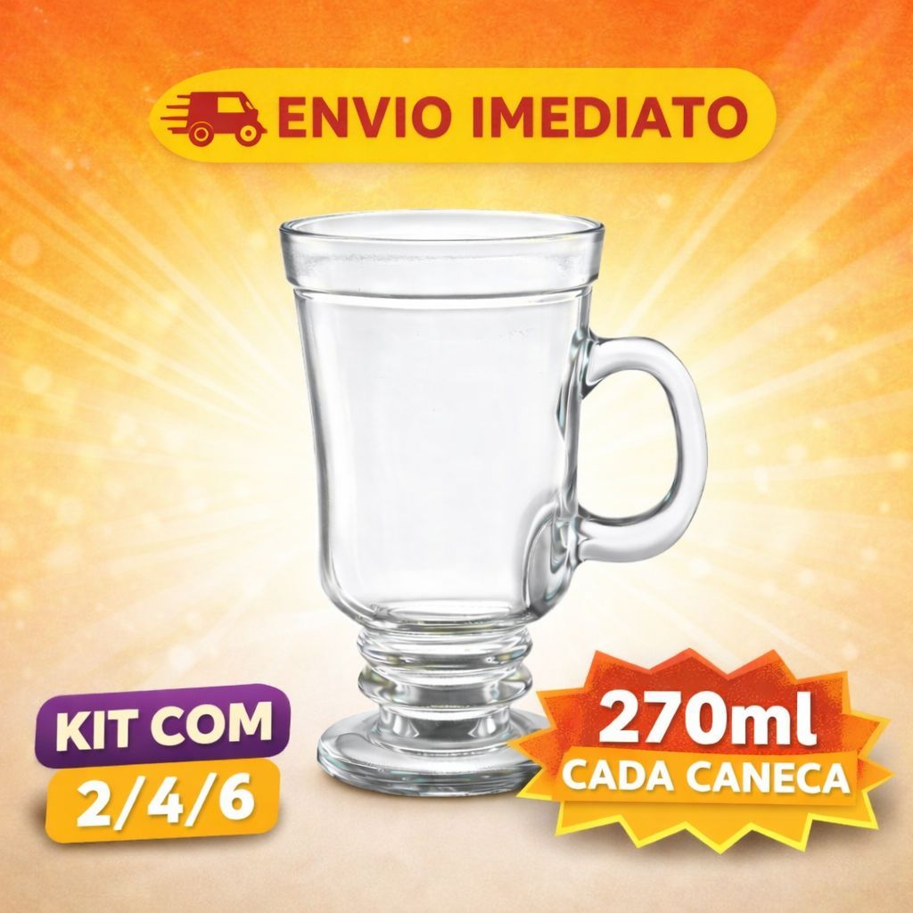 KIT de Jogo 2/4/6 Peças Canecas/Taças Capuccino Nespresso Em Vidro ...