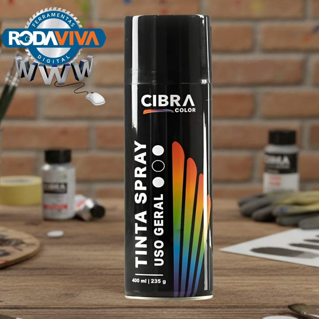 Kit 3/6/12 Tinta Spray Uso Geral Cibra Color Preto Brilho 400ml Nova ...