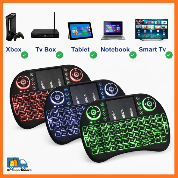 Mini Teclado Controle Sem Fio Com Led RGB Touchpad Bluetooth Para Smart ...