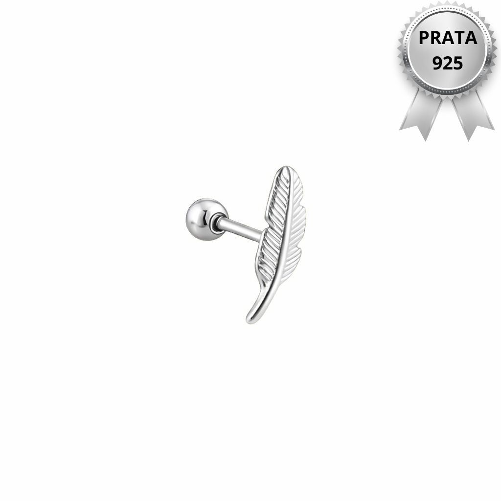 Piercing Orelha Prata 925 Tragus Pena | Shopee Brasil