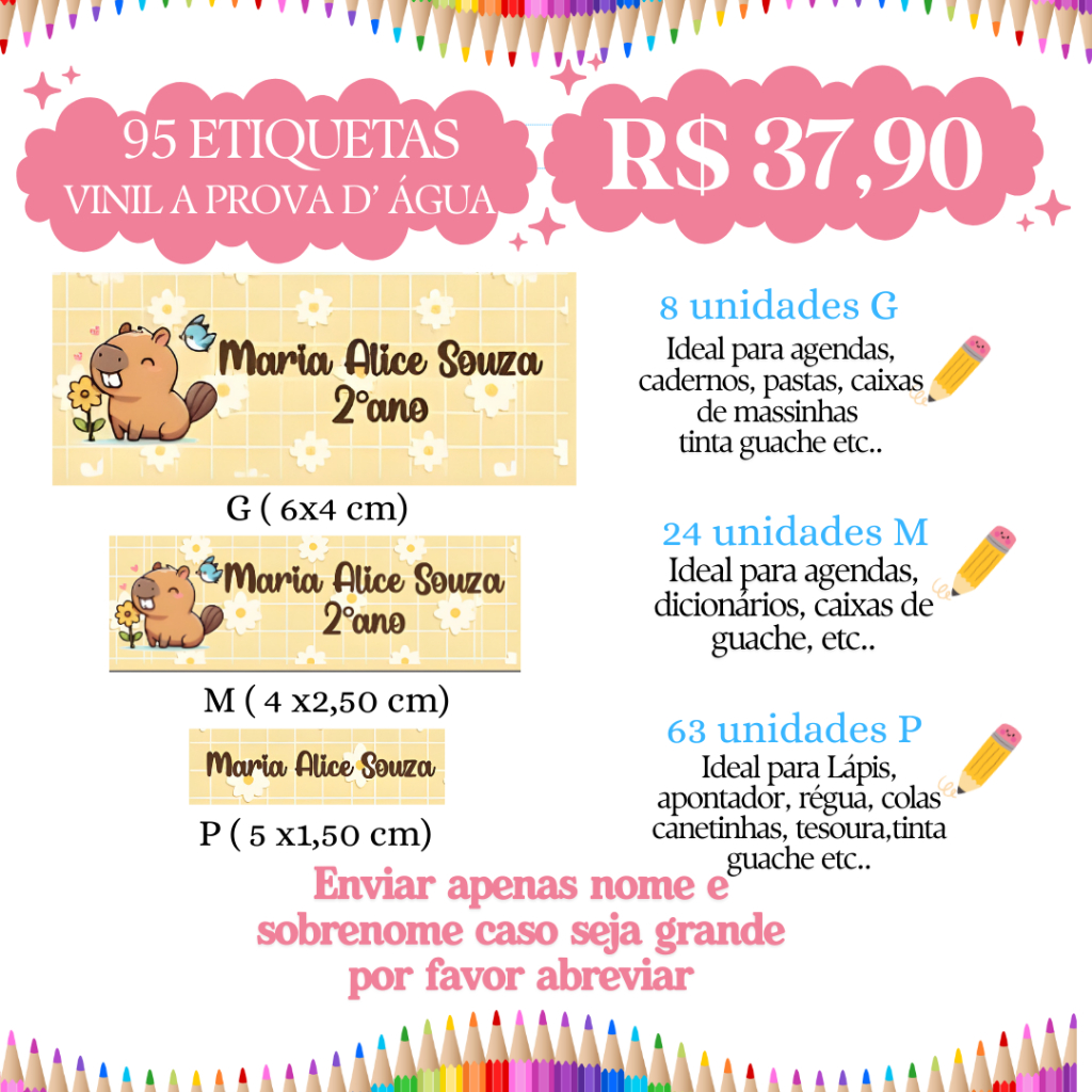 Etiquetas Escolares Personalizadas,Etiqueta Escolar à Prova d’Água ...