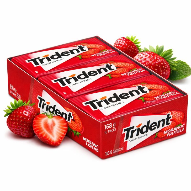 Chiclete Trident – Caixa com 21 unidades | Morango | Shopee Brasil