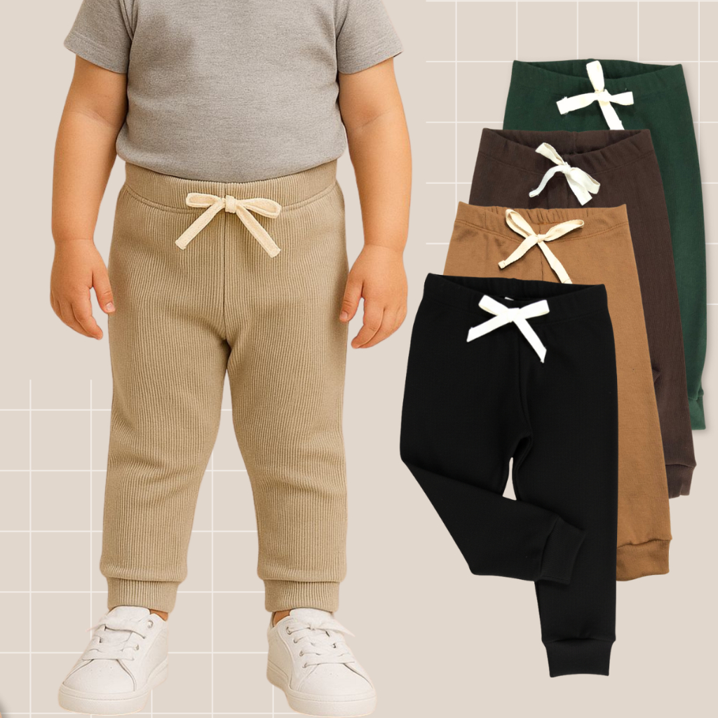 Calça Jogger Canelada Infantil |Unissex| Algodão Premium com elastano ...