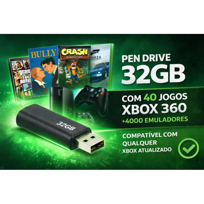 Pen Drive com 40/50 Jogos Xbox 360 e Mais 4000 Emuladores e Pen drive ...