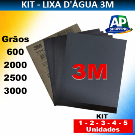 Lixa Folha D'Agua 3M Polimento, kit Lixa 600, 2000, 2500 e 3000 ...