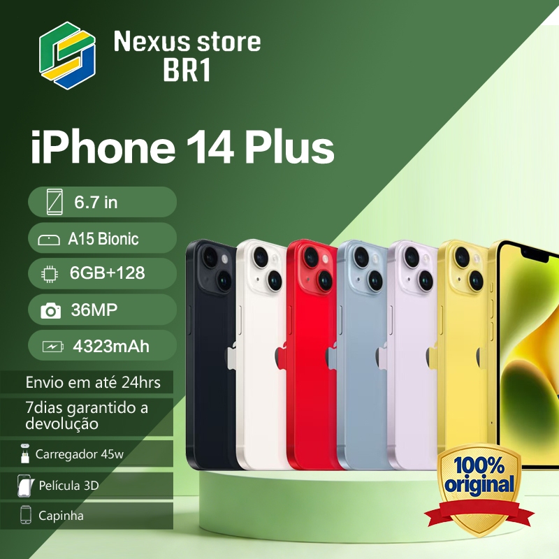 Apple iPhone 14 Plus 128GB 100% Original Tela Grande, Bateria Longa ...