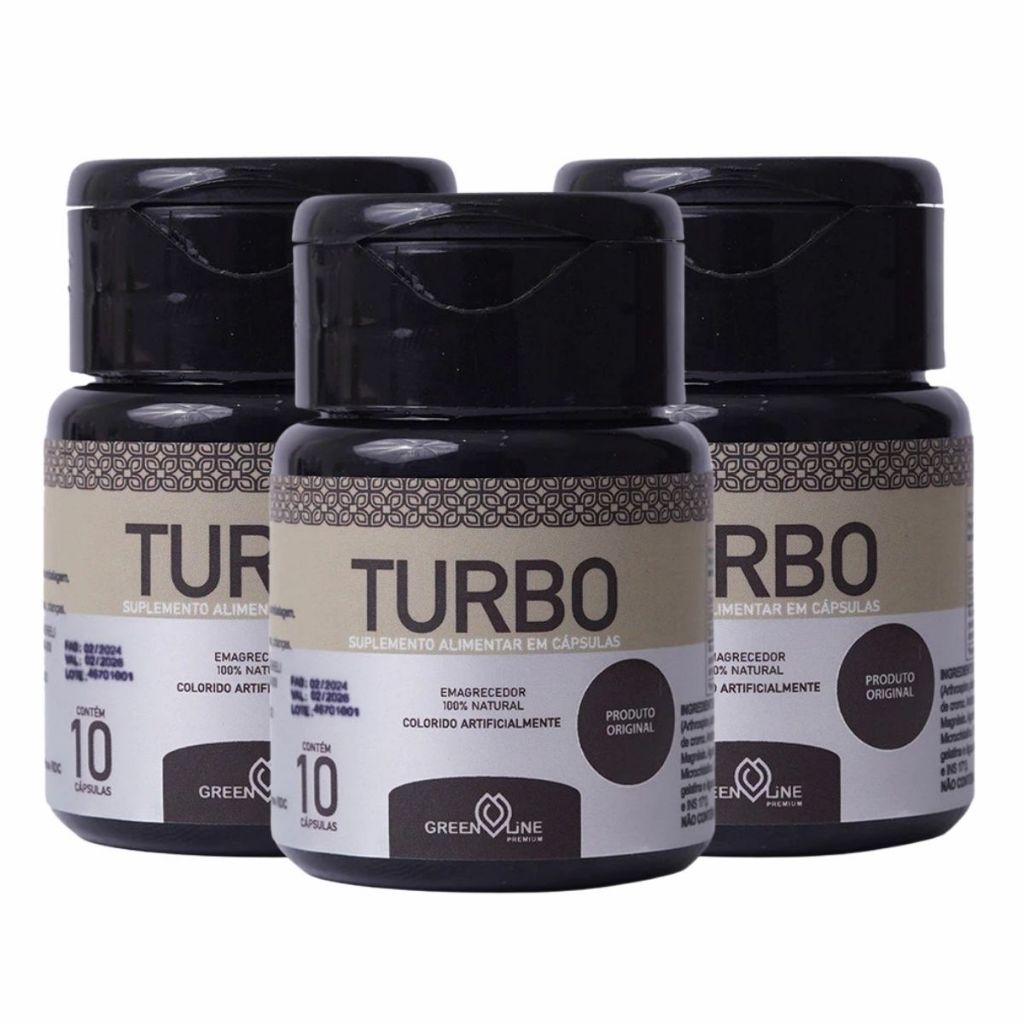 Suplemento Alimentar Lipo Turbo Black Original 3 Potes | Green Line ...