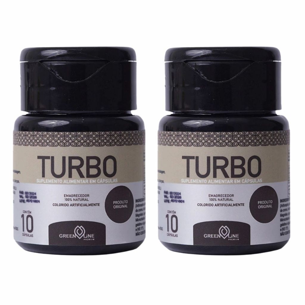 Suplemento Alimentar Lipo Turbo Black Original 2 Potes | Green Line ...